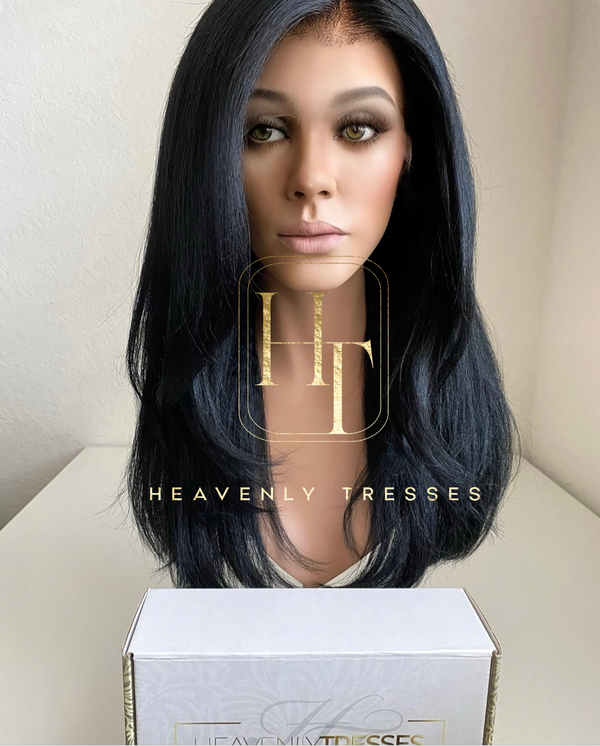 Human Hair Kinky Straight Wig with Ventilated "4C" Baby Hair Edges ...