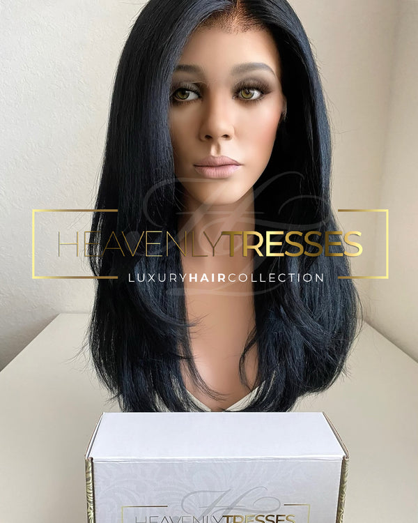 Human Hair Kinky Straight Wig with Ventilated "4C" Baby Hair Edges ...